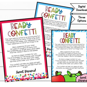 Digital Ready Confetti, Night Before School, First Day of School Tag ...
