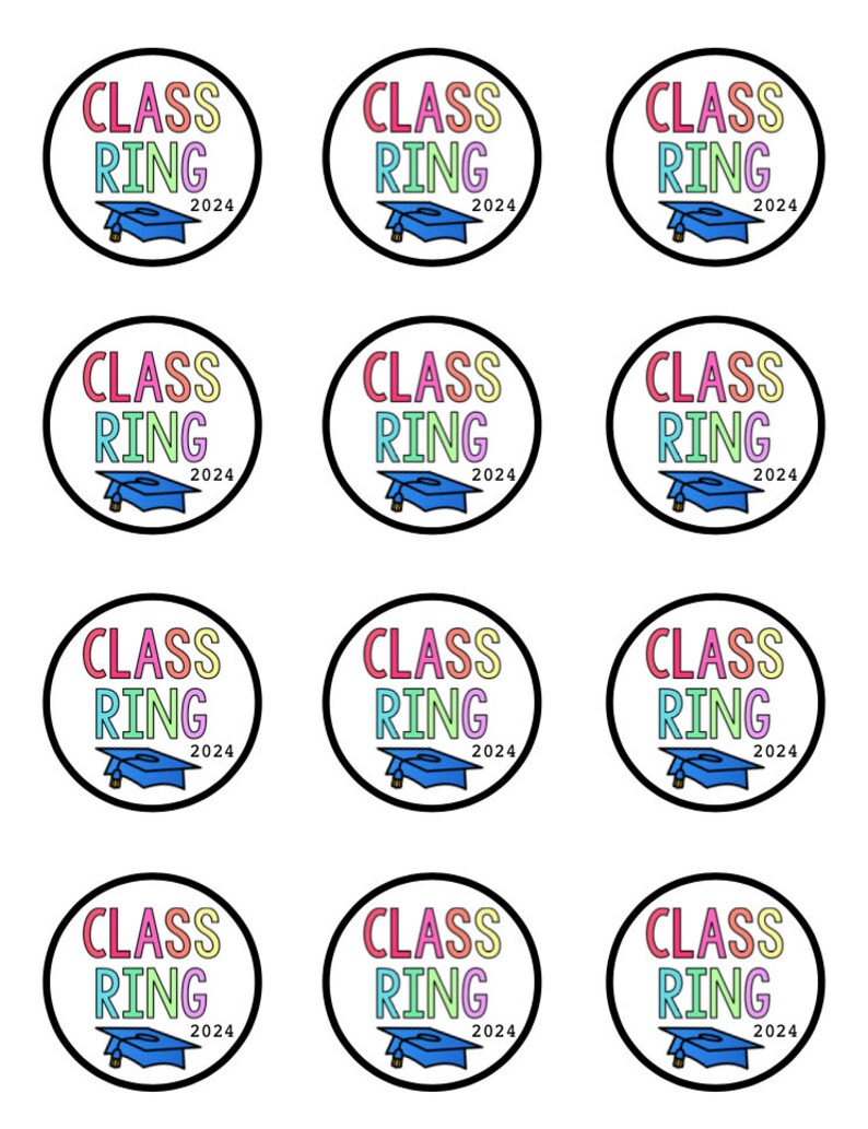 PRINTED Class Ring 2 Stickers Kindergarten Graduation - Etsy