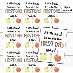 First Day of School Gift Tag: Sweet Treat Favor (PDF Download) - Etsy