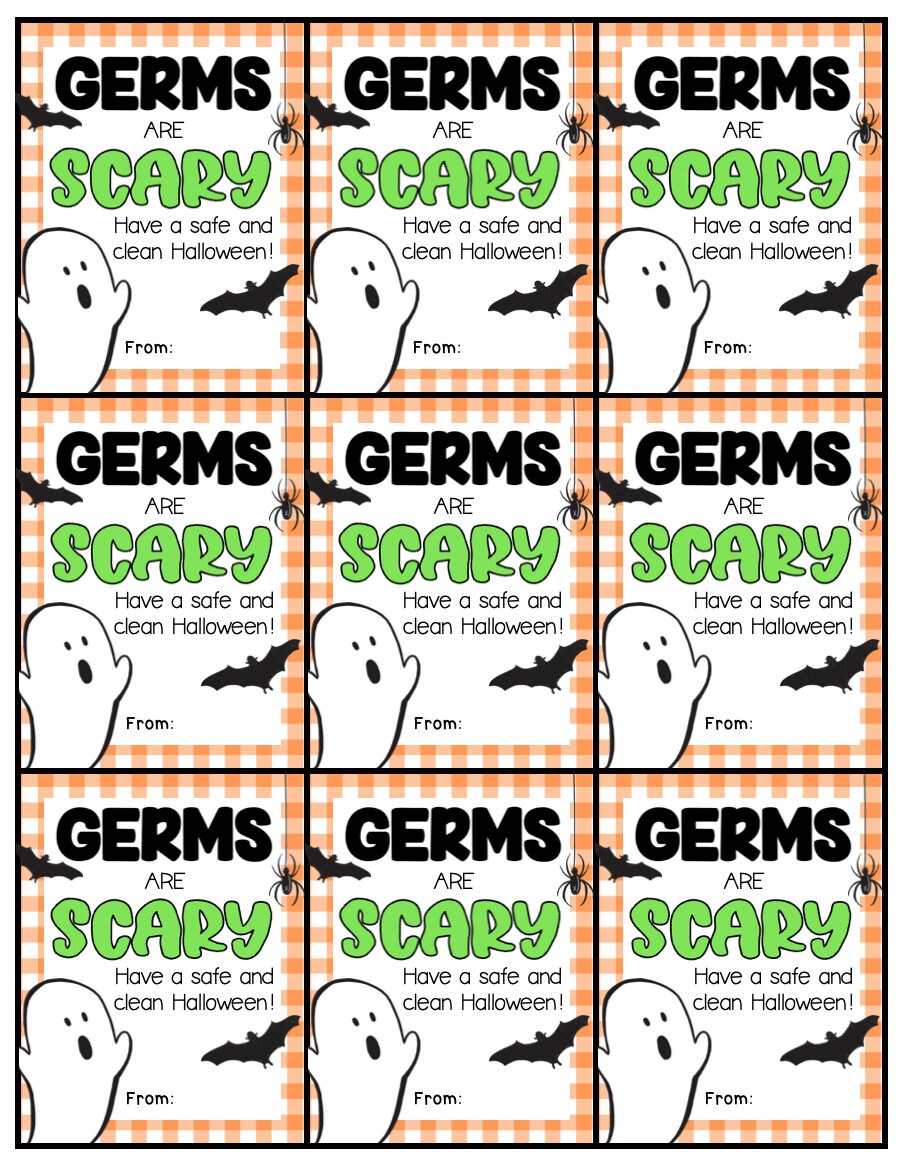 Germs Are Scary Halloween Soap Tag, Printable Teacher Gift (digital ...