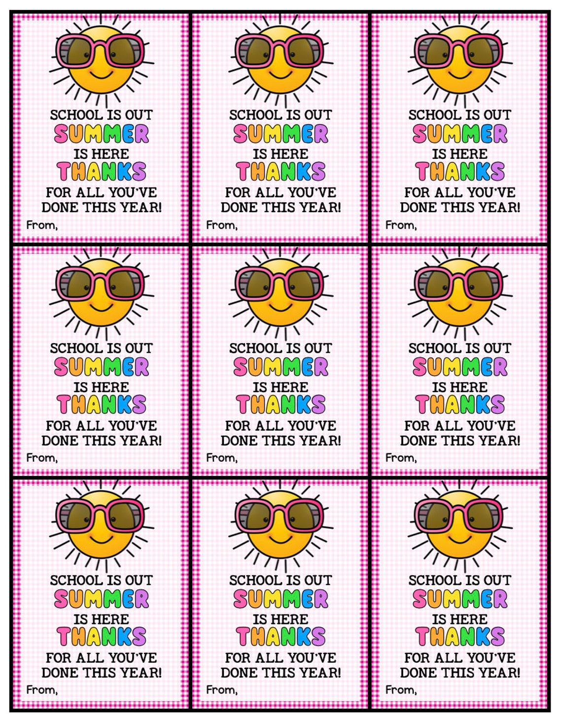 Teacher Appreciation Gift Tags, Summer Theme (digital Download) - Etsy