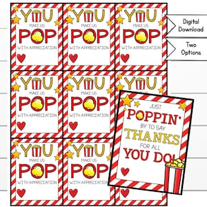 Teacher Appreciation Popcorn Gift Tag: 'you Make Us Pop' (digital ...