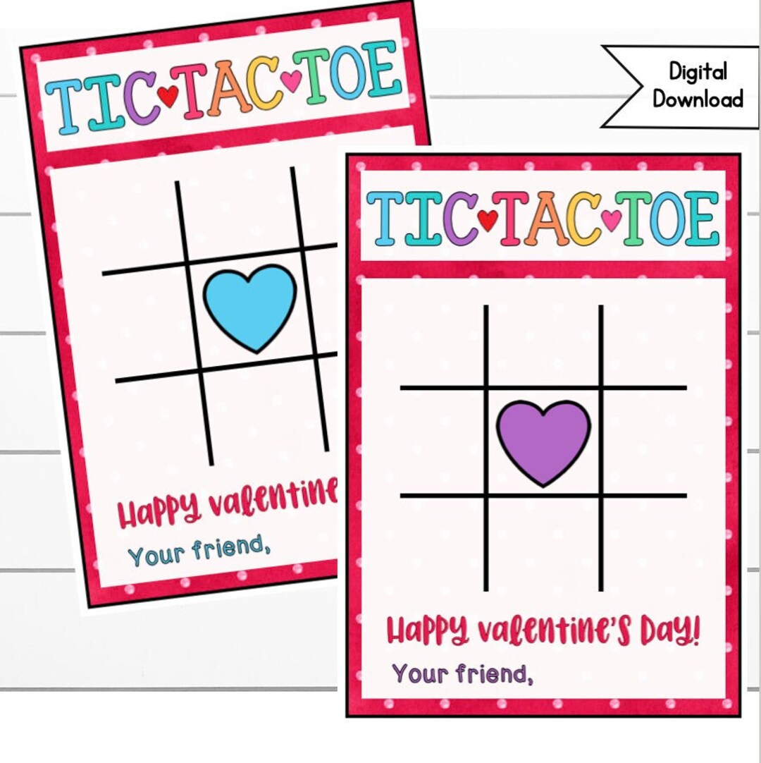 Valentine Tic Tac Toe Gift, Printable, Preschool Gift, Kindergarten ...