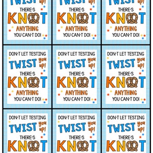 Testing Day Pretzel Favor Tags: Encouragement Printable (digital ...