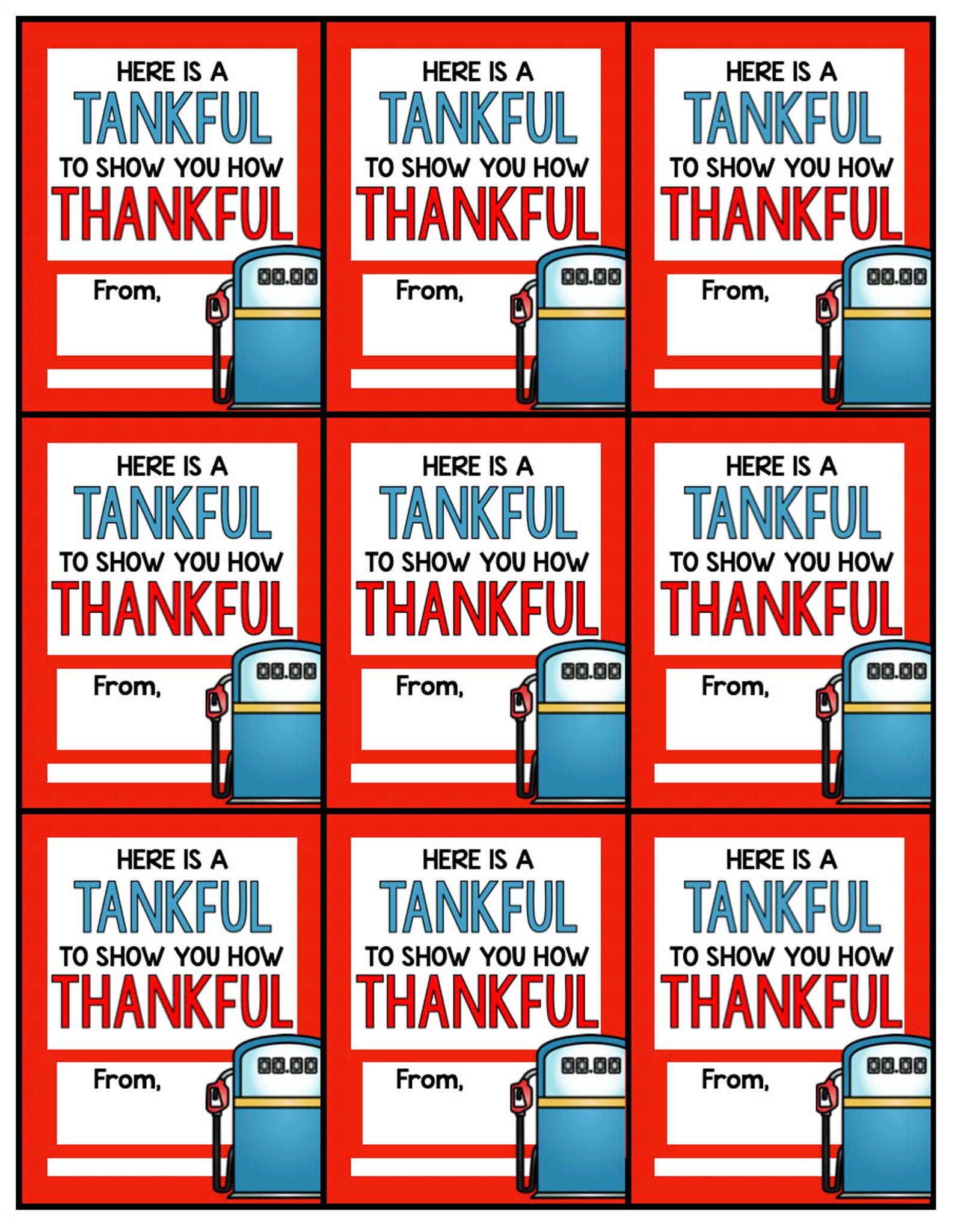 Teacher Thank You Gas Gift Card Holder Printable (digital Download) - Etsy