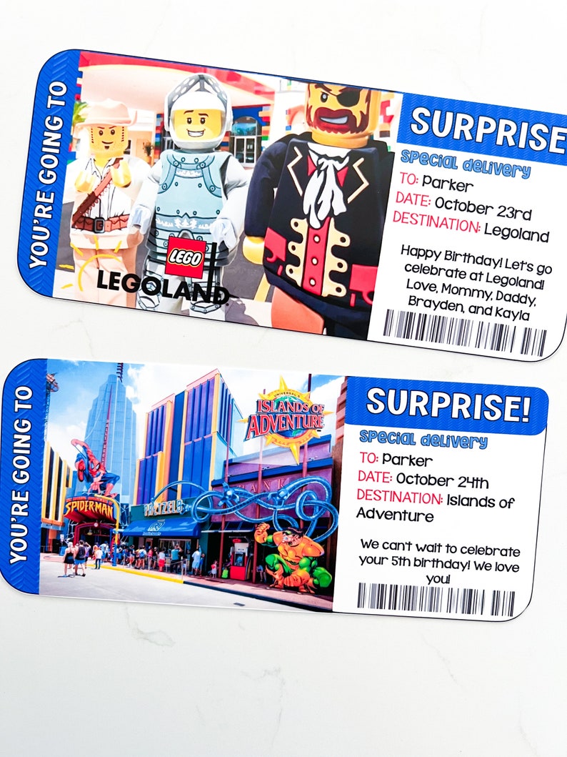 Personalized Surprise Vacation Ticket to Universal/islands (digital ...