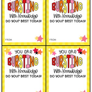 Starburst Testing Day Printable Tags, Digital Downloads, Student ...