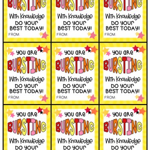 Starburst Testing Day Printable Tags, Digital Downloads, Student ...