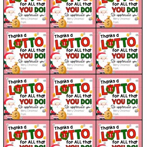 Christmas Lotto Gift Card Holder, Appreciation Lottery Printable ...