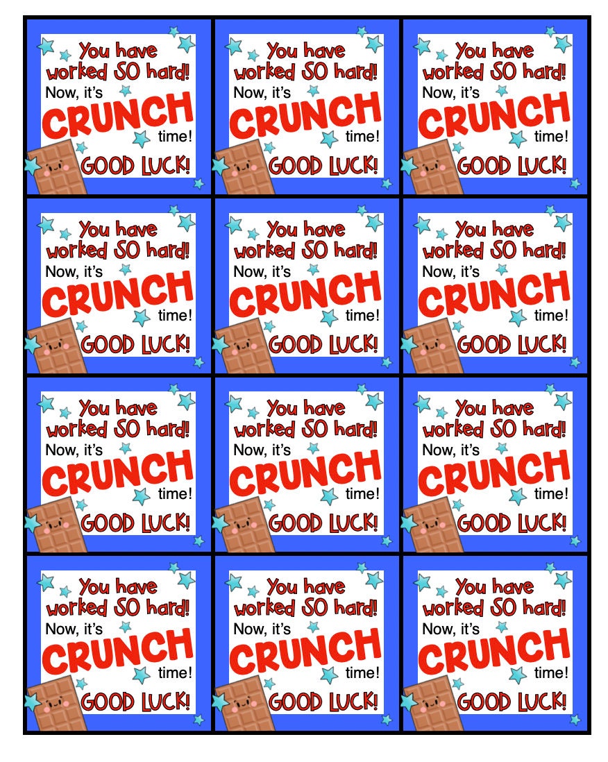 Sport or Testing Day Printable Tags, Crunch Bar Digital Download ...