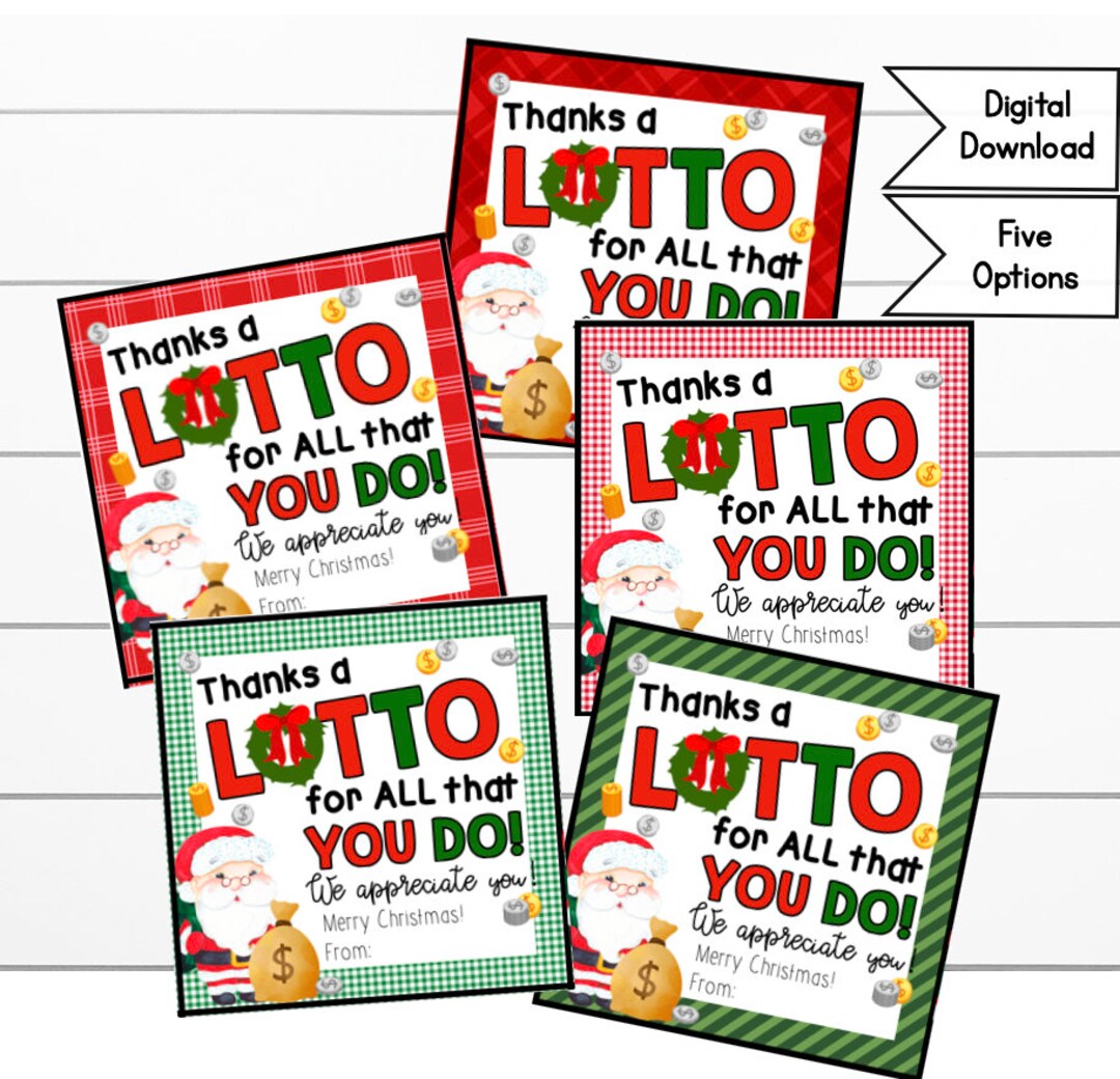 Christmas Lotto Gift Card Holder: Teacher Appreciation Printable ...