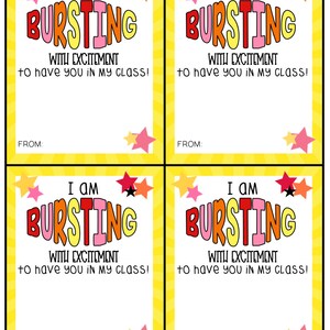 Back to School Starburst Gift Tag: Printable Student Welcome (digital ...