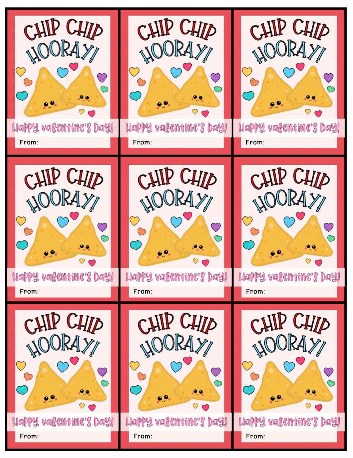 Valentine Chips Gift Tag: Printable Classroom Exchange (digital ...
