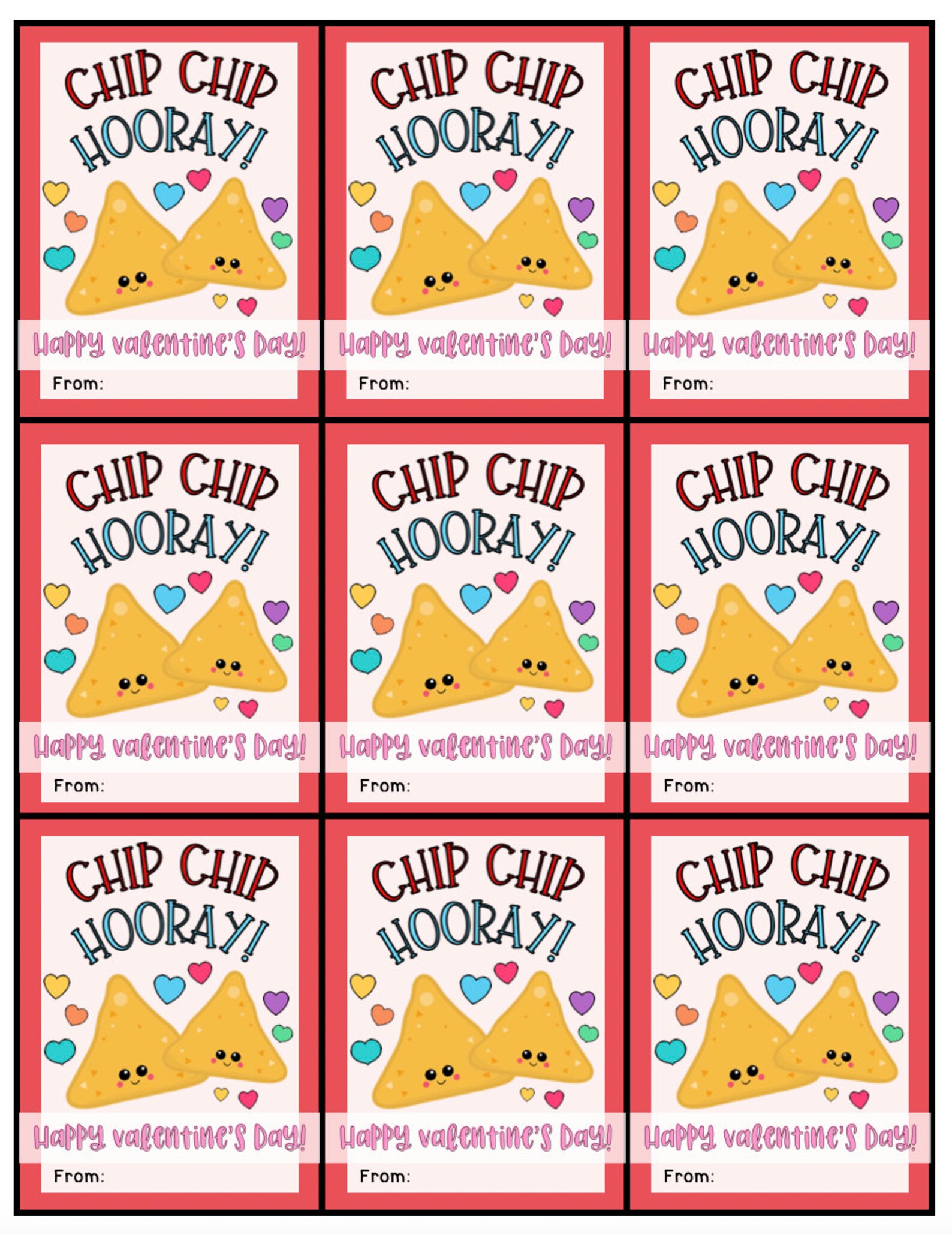 Valentine Chips Gift Tag: Printable Classroom Exchange (digital ...