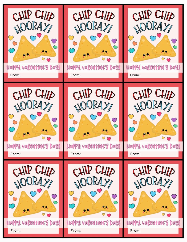 Valentine Chips Gift Tag: Printable Classroom Exchange (digital ...