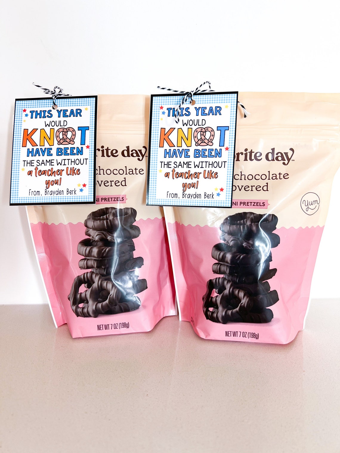 Teacher Appreciation Pretzel Gift Tag: 'KNOT' Thank You (digital ...