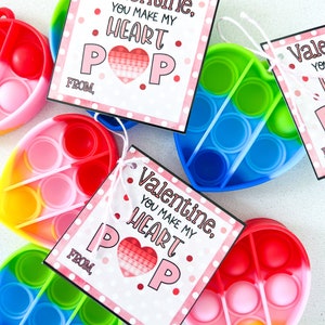 Pop Its Class Gift Valentine, Push Pop Printable, Preschool Gift ...