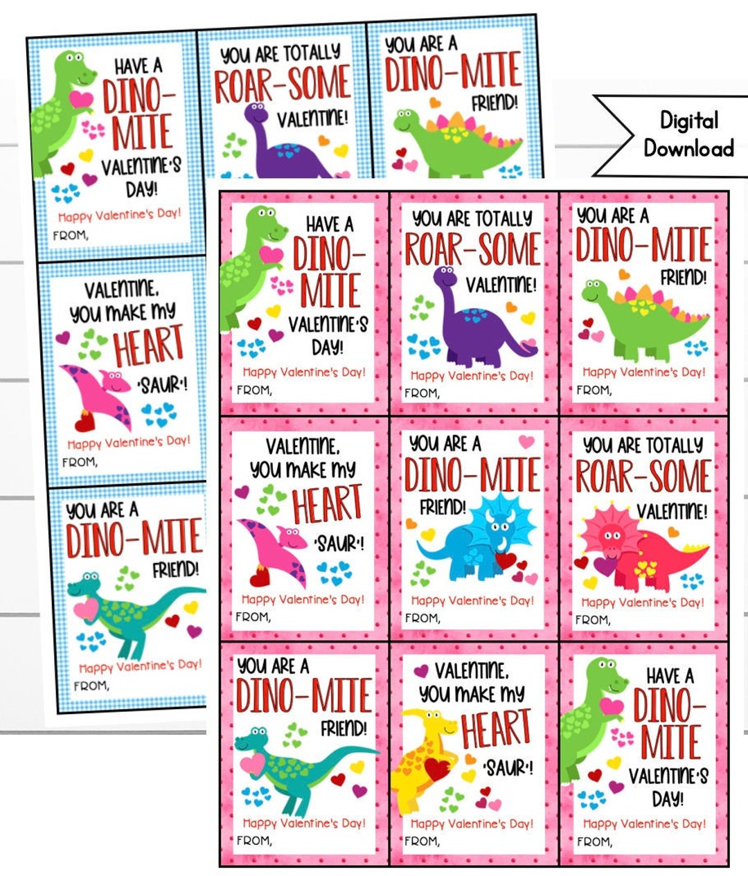 Dinosaur Class Gift Valentine, Digital Preschool Gift, Kindergarten ...