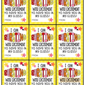 Back to School Starburst Gift Tag: Printable Student Welcome (digital ...