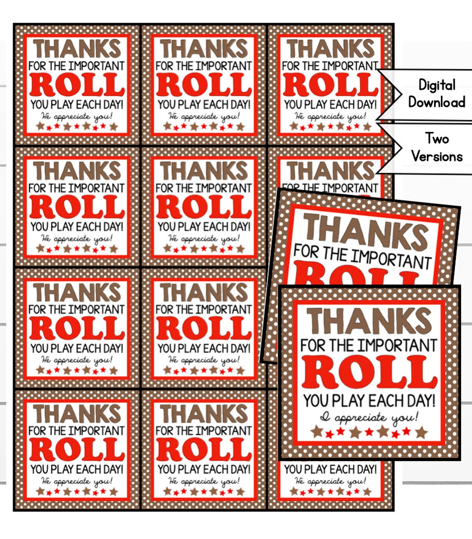 Employee Appreciation Tootsie Roll Tag, Thanks for the Important Roll ...
