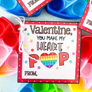 Pop Its Class Gift Valentine, Push Pop Printable, Preschool Gift ...