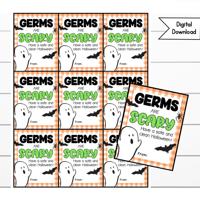 Germs Are Scary Halloween Soap Tag, Printable Teacher Gift (digital ...