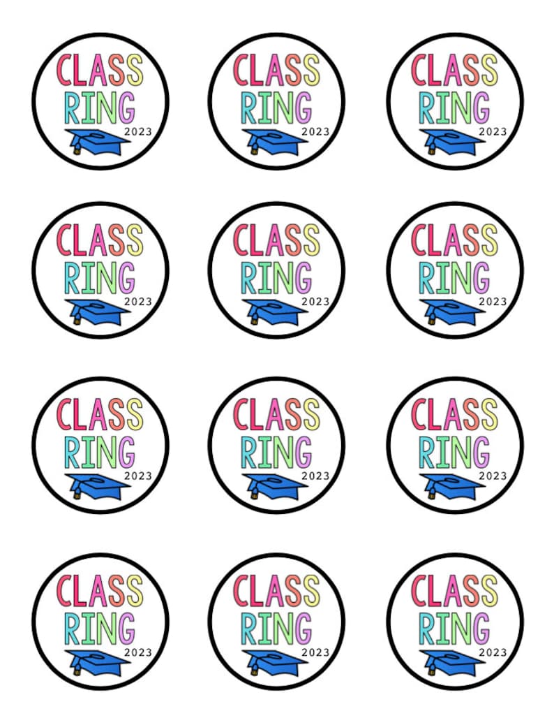 Class Ring 2 Stickers or Tags Kindergarten Graduation - Etsy