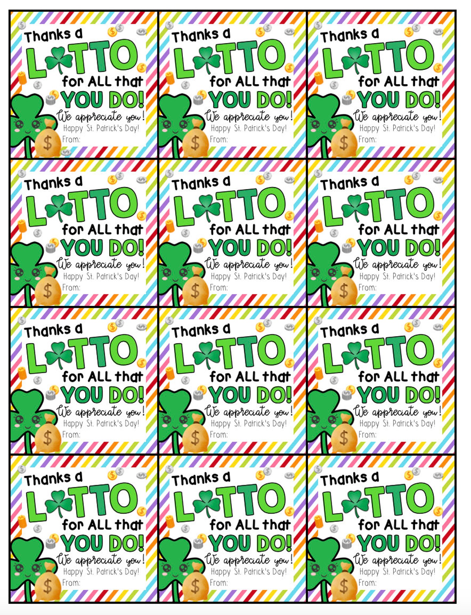 St. Patrick's Day Lotto Gift Card Holder Appreciation - Etsy