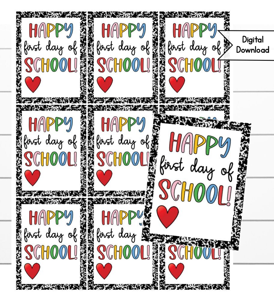 Back to School Gift Tag, First Day of School Student Gift Favor Tag ...