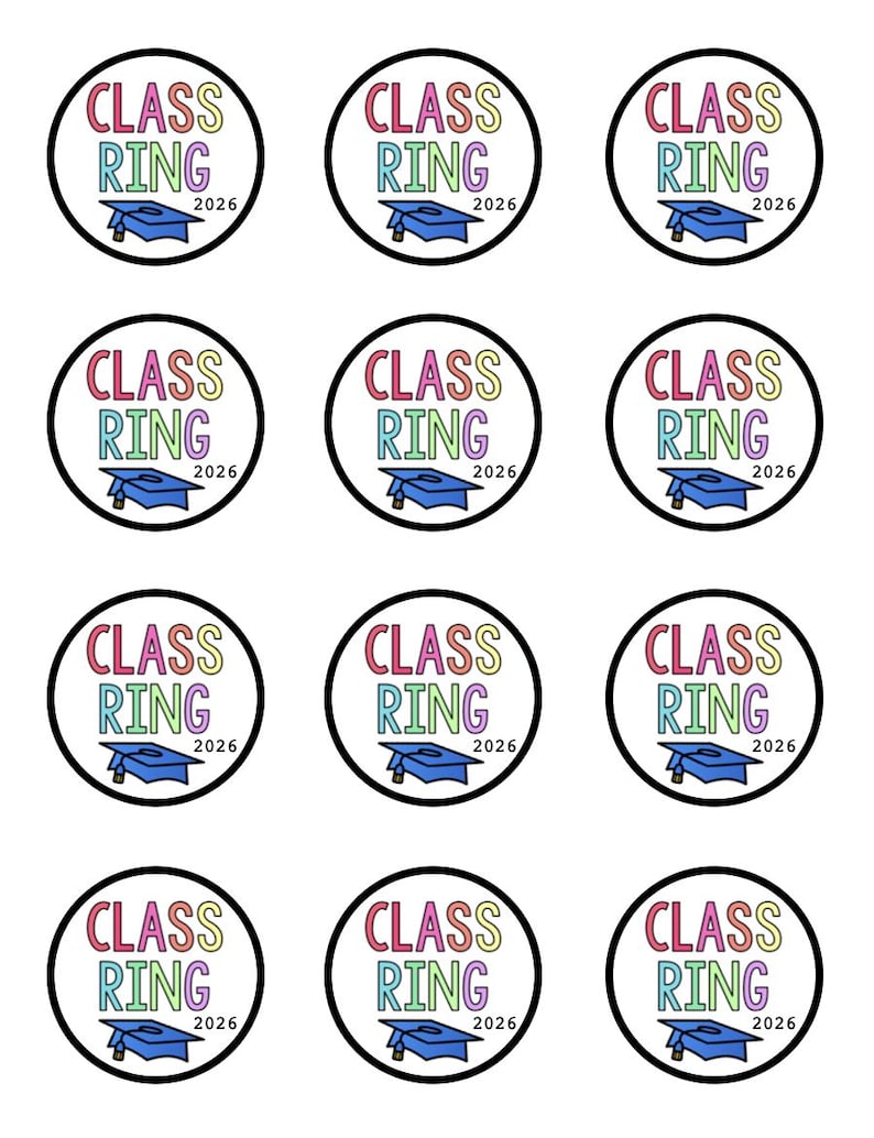 PRINTED Class Ring 2" Stickers - Kindergarten Graduation, Pre-k ...