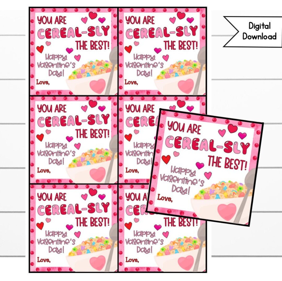 Valentine Cereal Class Gift, Cerealsly the Best Printable, Preschool ...
