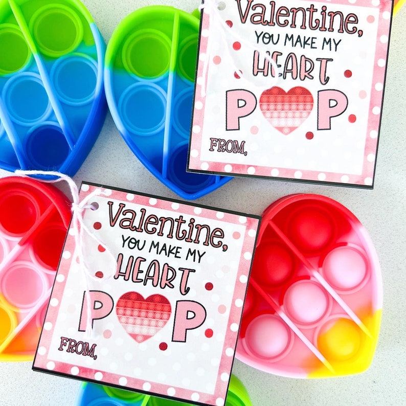 Pop Its Class Gift Valentine, Push Pop Printable, Preschool Gift ...