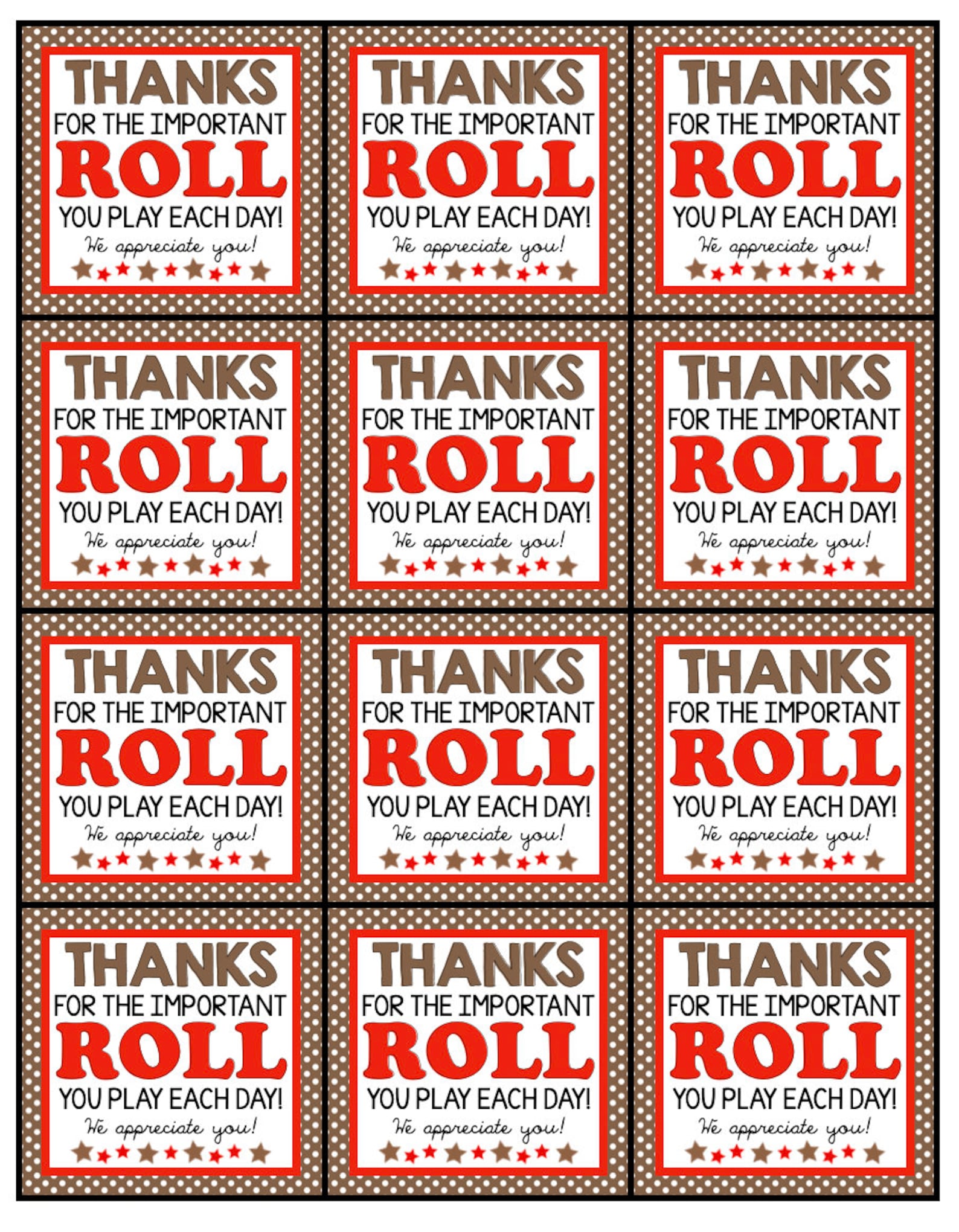 Employee Tootsie Roll Appreciation Tags, Teacher Gift (digital Download ...