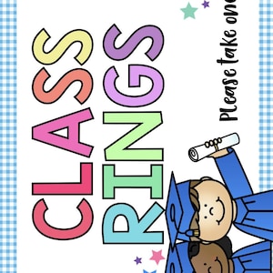 Class Ring 1 1/2" Stickers or Tags - Kindergarten Graduation, Pre-k ...