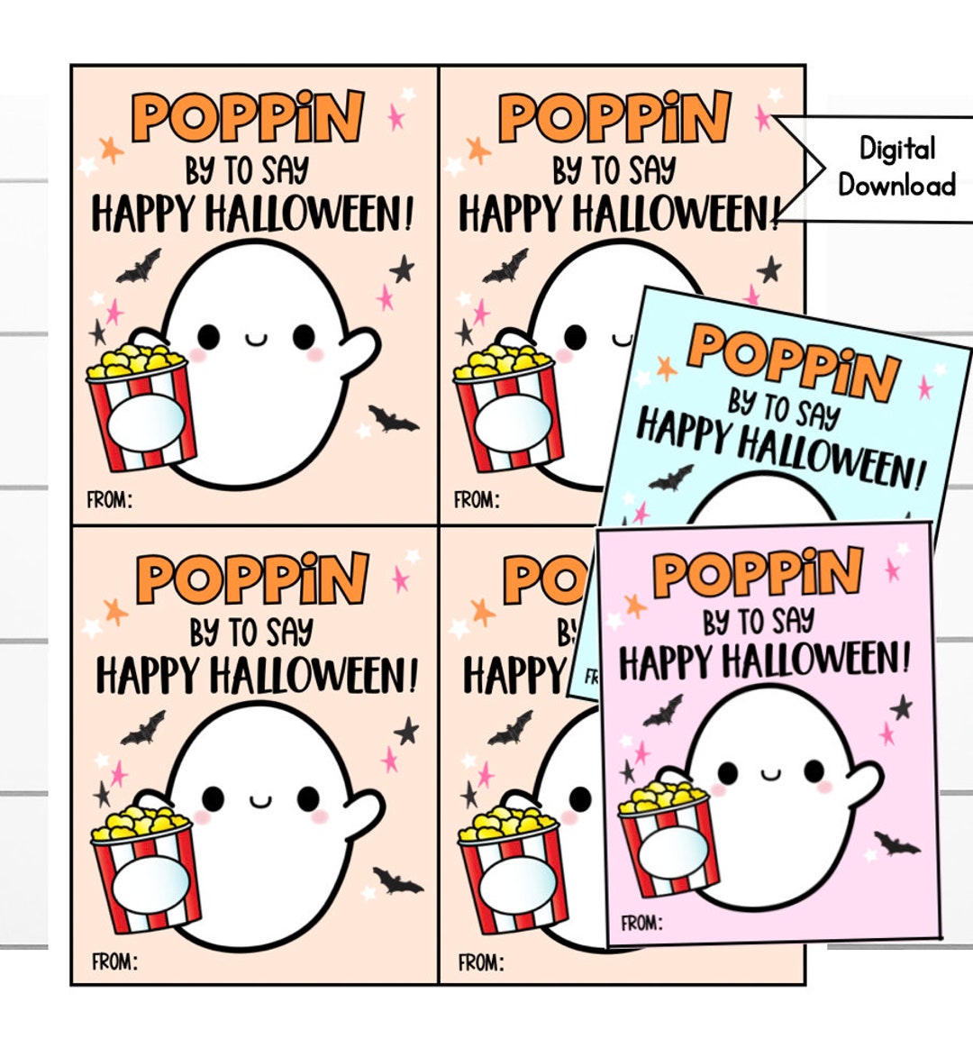 Halloween Popcorn Gift Tag: Printable Class Exchange (digital Download ...