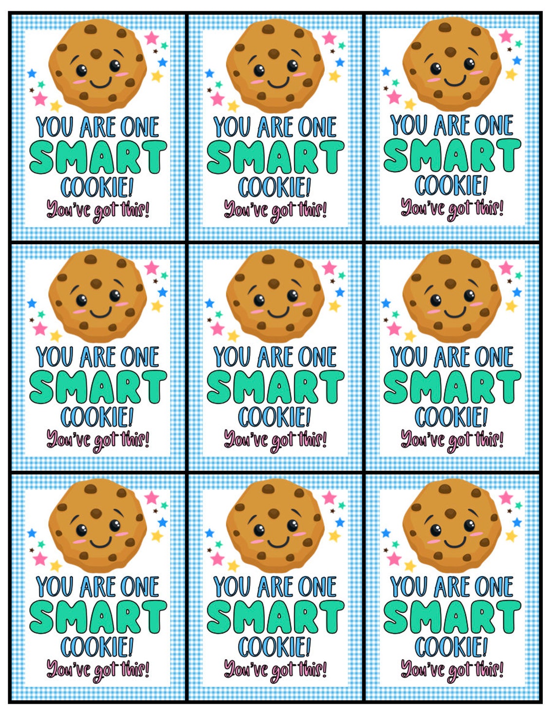 Testing Day Cookie Printable Tags, Smart Cookie Good Luck Tag ...