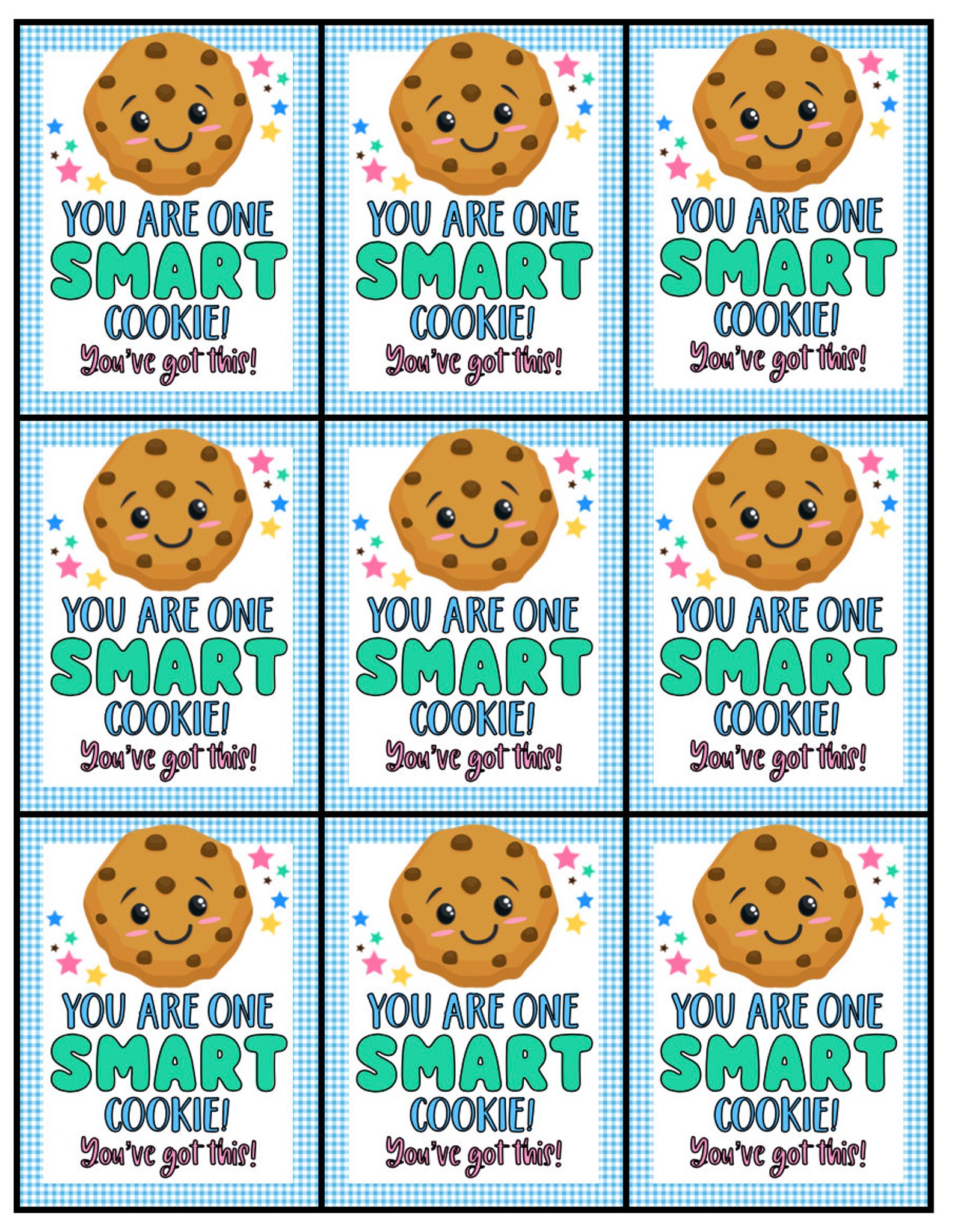 Testing Day Cookie Printable Tags, Smart Cookie Good Luck Tag ...