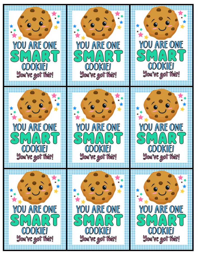 Testing Day Cookie Printable Tags, Smart Cookie Good Luck Tag ...