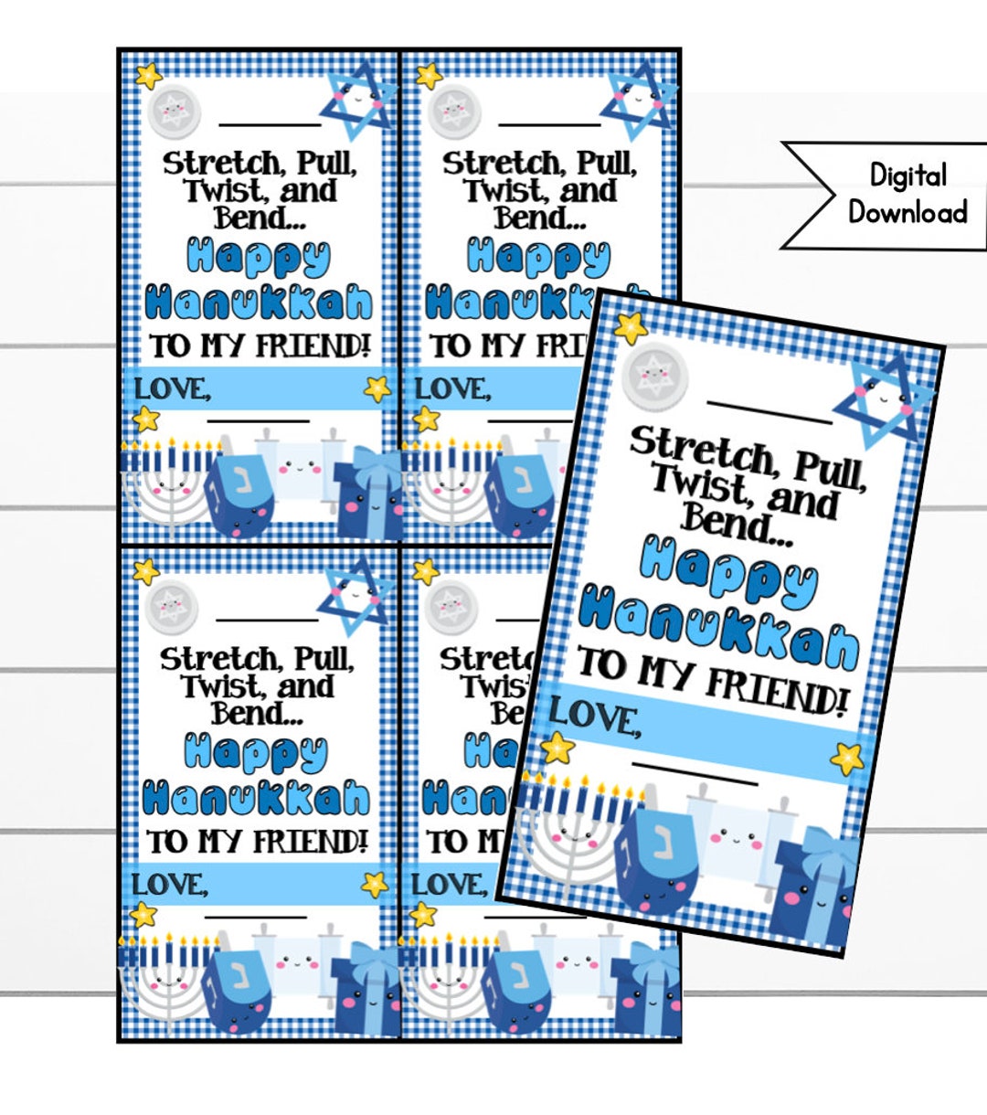 Hanukkah Monkey Noodle Fidget Class Gift, Printable, Preschool Gift ...