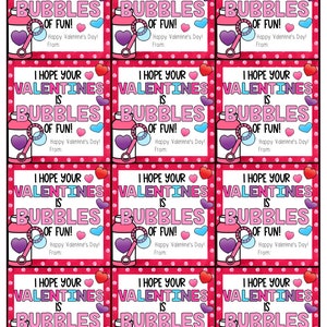 Valentine Bubbles Class Gift, Valentine Printable, Preschool Gift ...