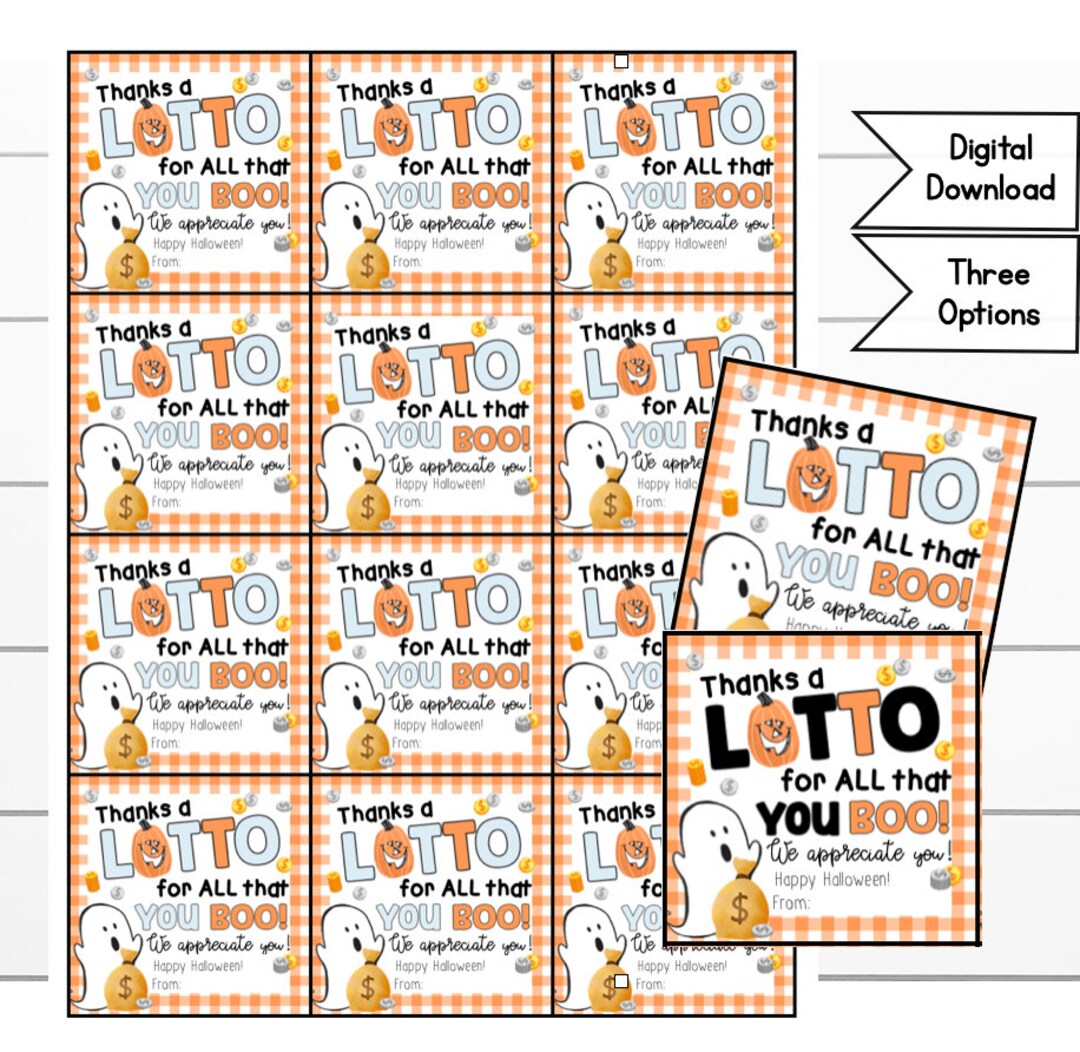 Halloween Lotto Gift Card Holder, Appreciation Lottery Printable ...