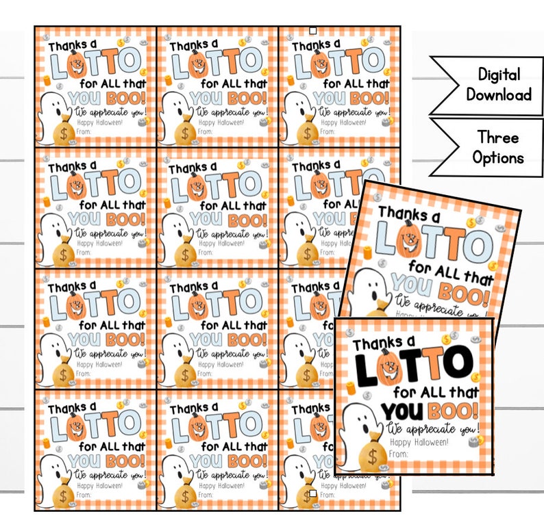 Halloween Lotto Gift Card Holder, Appreciation Lottery Printable ...