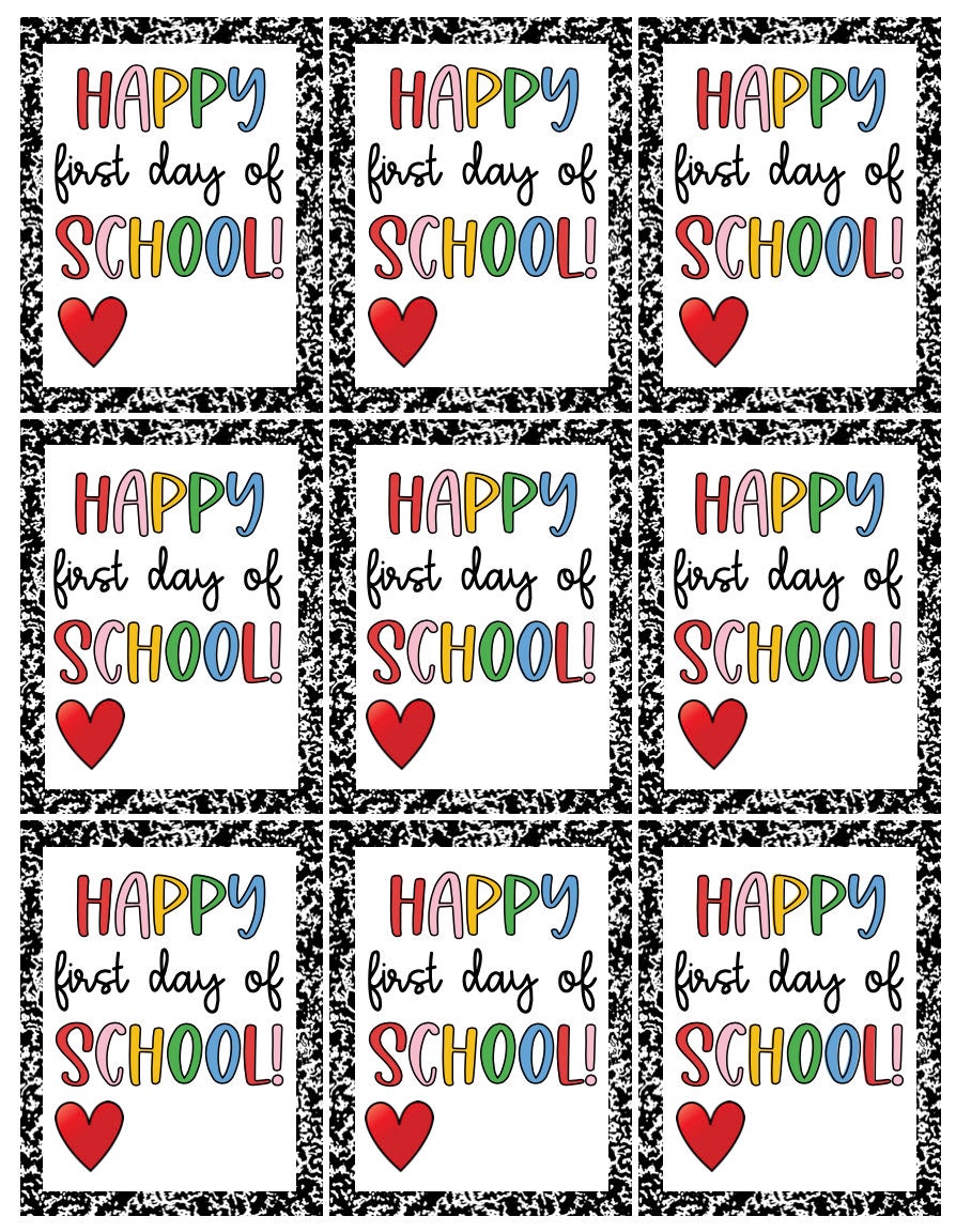 Back to School Gift Tag, First Day of School Student Gift Favor Tag ...