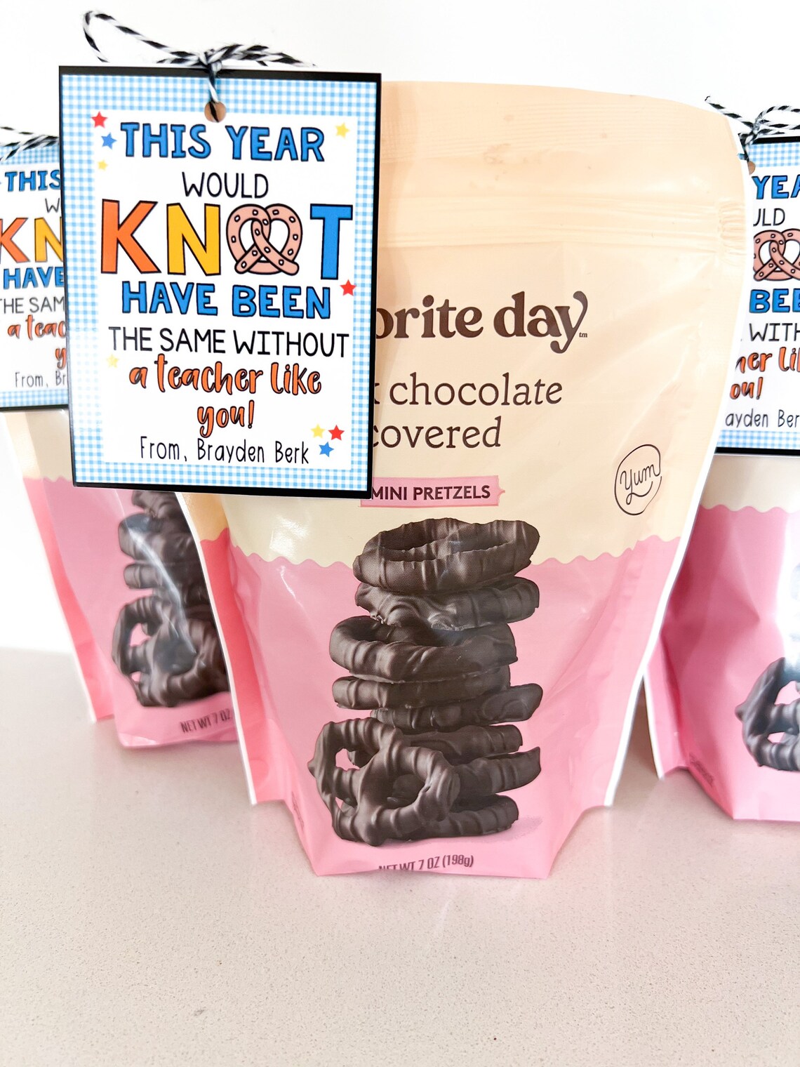 Teacher Appreciation Pretzel Gift Tag: 'KNOT' Thank You (digital ...