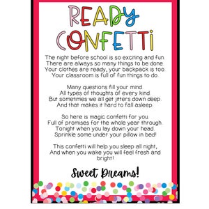 Digital Ready Confetti, Night Before School, First Day of School Tag ...