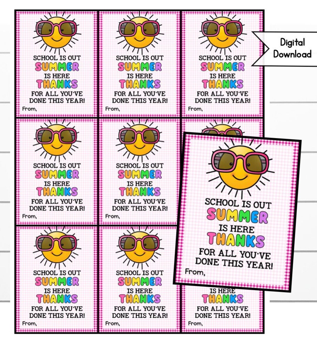 Teacher Gift End of Year, Summer Theme, School is Out, Summer is Here ...