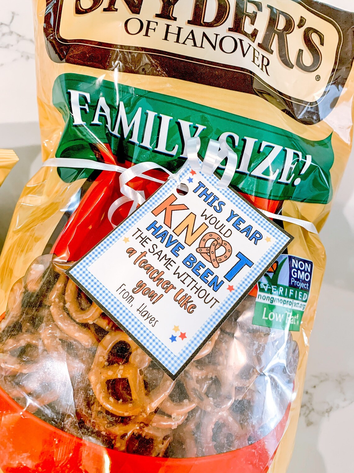 Teacher Appreciation Pretzel Gift Tag: 'KNOT' Thank You (digital ...