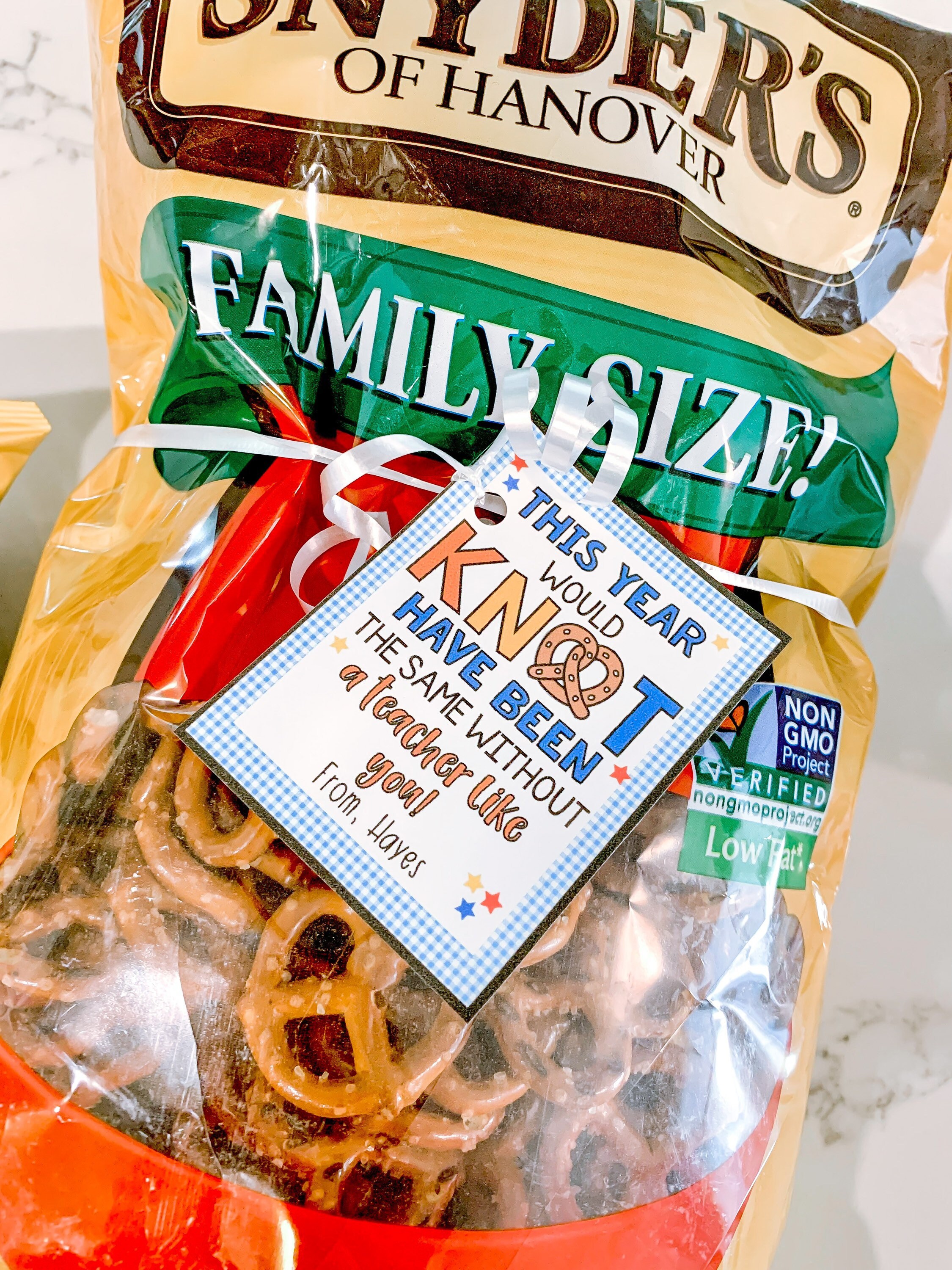 Teacher Appreciation Pretzel Gift Tag: 'KNOT' Thank You (digital ...