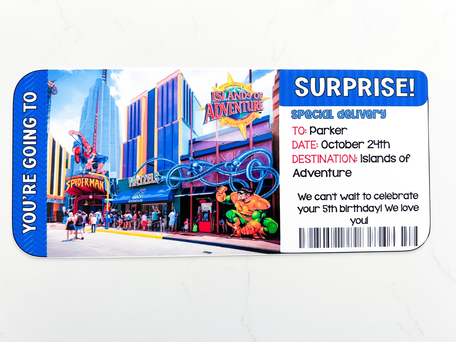 Personalized Surprise Vacation Ticket to Universal/islands (digital ...