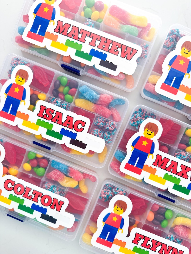Personalized Candy Party Favor, Travel Snack Box, Lego Birthday Gift - Etsy